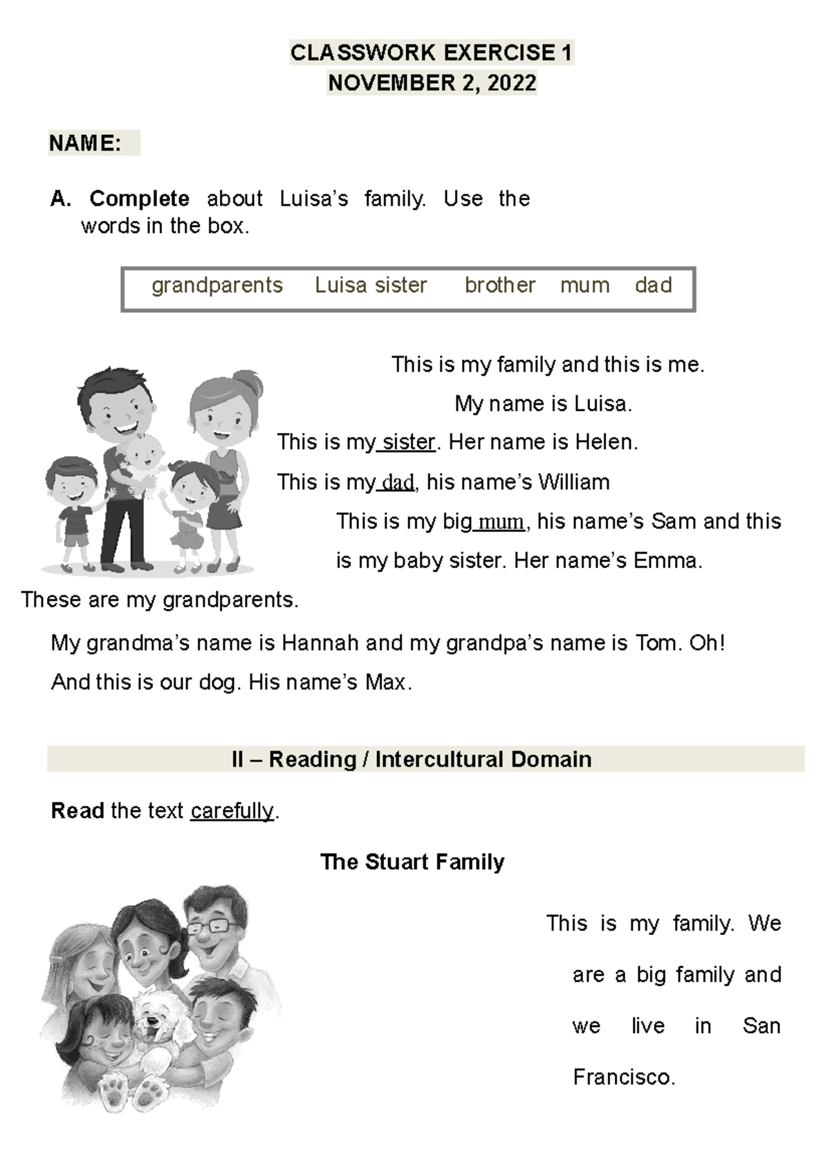 Documento - Se podrá ver diferentes ejercicios sobre ingles - CLASSWORK ...