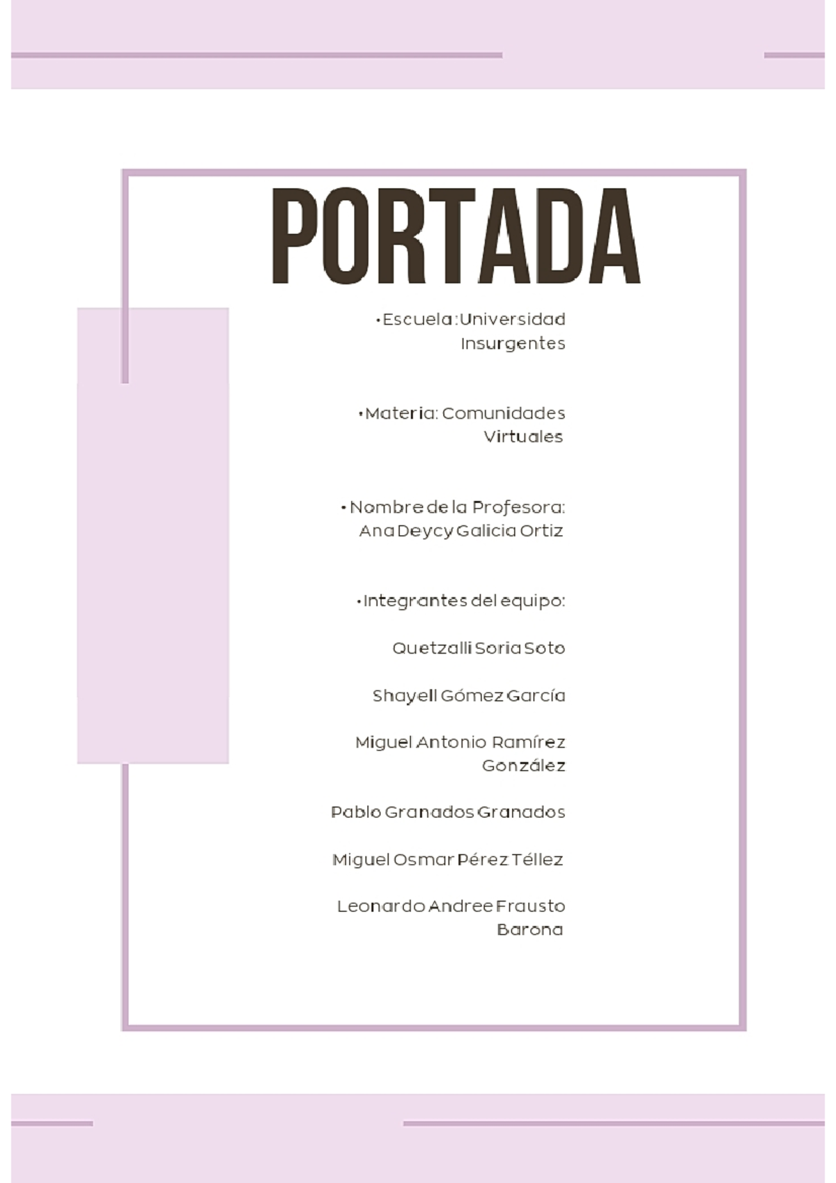 Actividad 16 - PORTADA Escuela:Universidad Insurgentes Materia ...