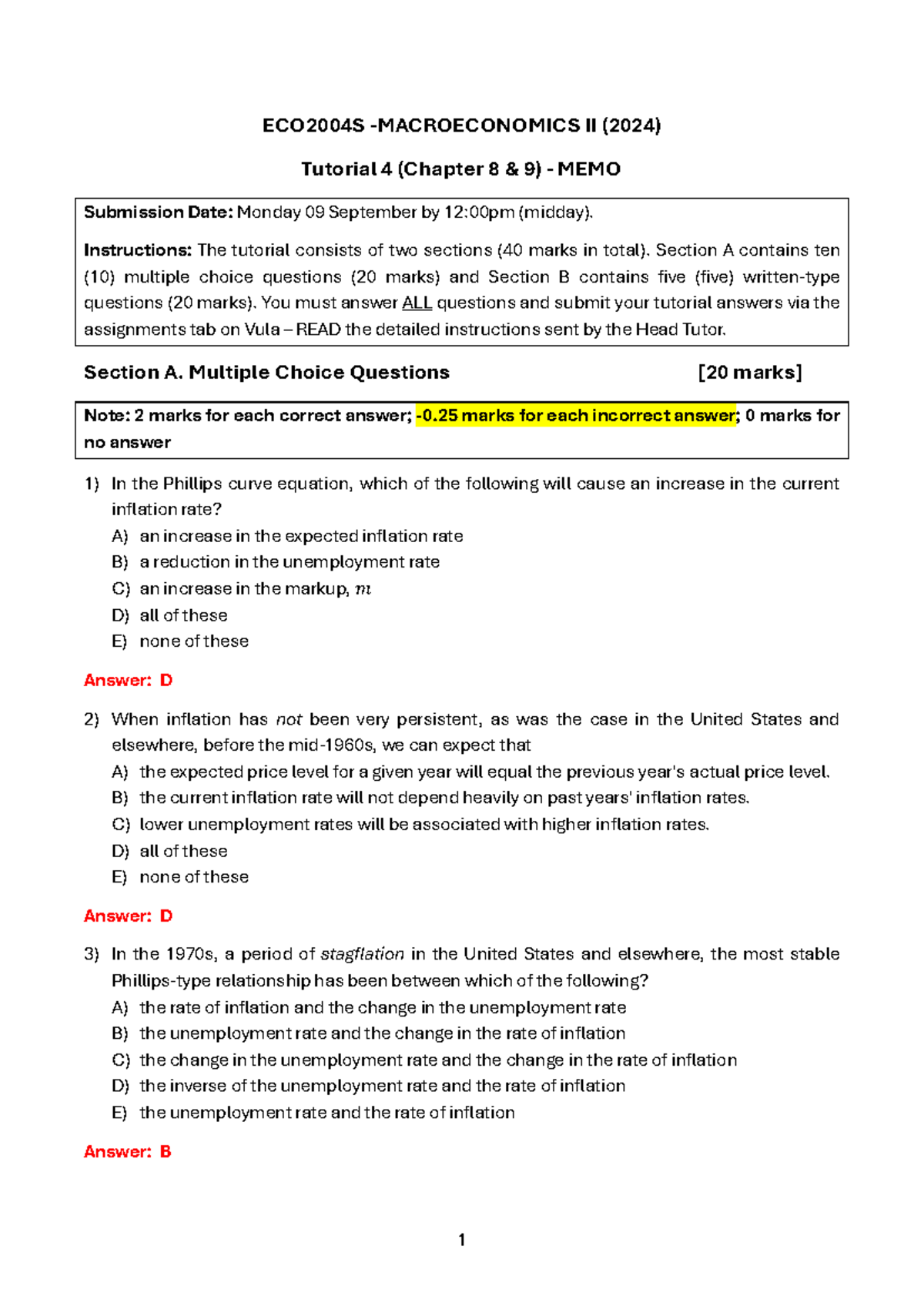 ECO2004 S Tutorial 4 (Chapter 8-9) Solutions - ECO2004S ...