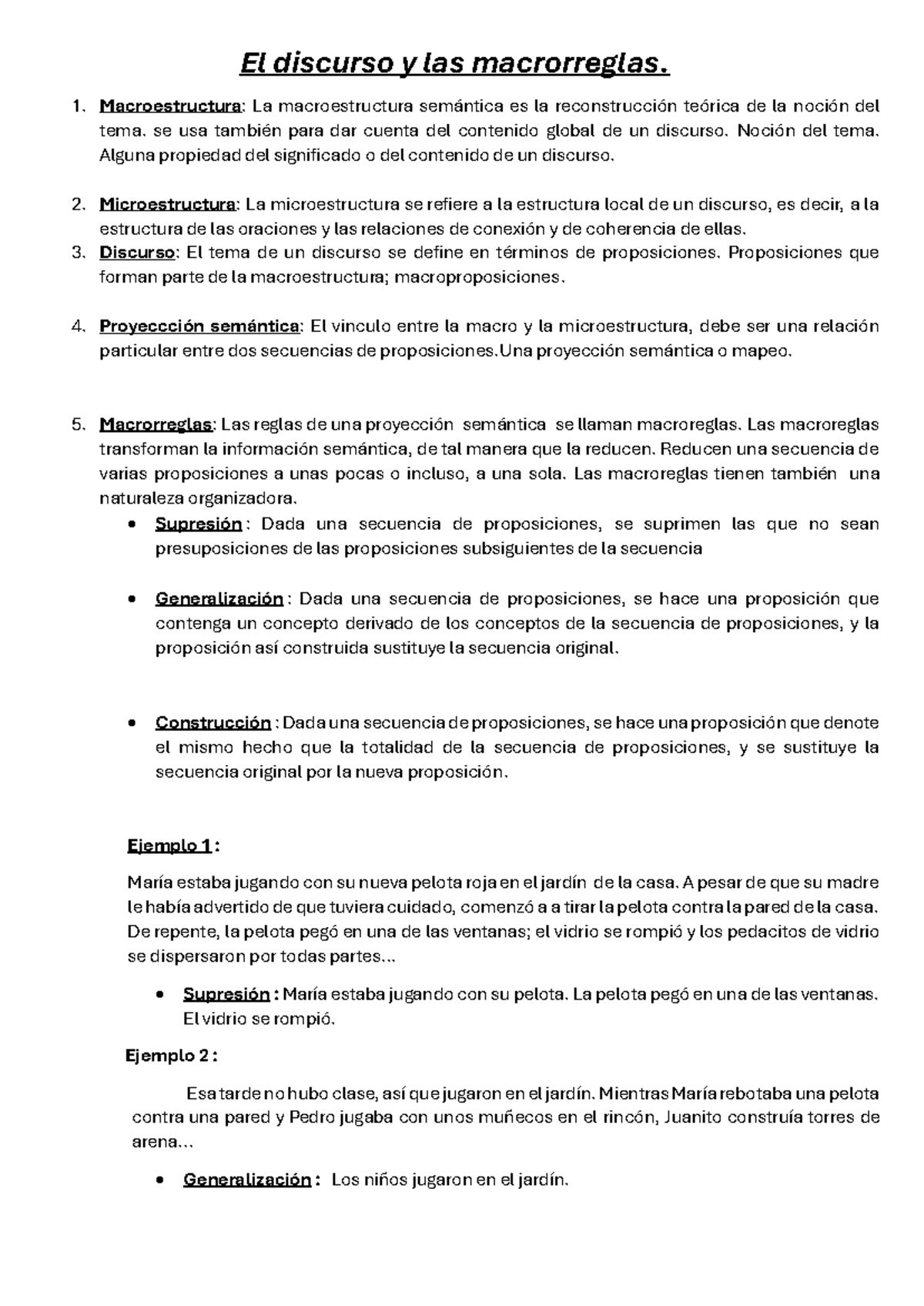 El discurso y las macrorreglas - Macroestructura: La macroestructura ...