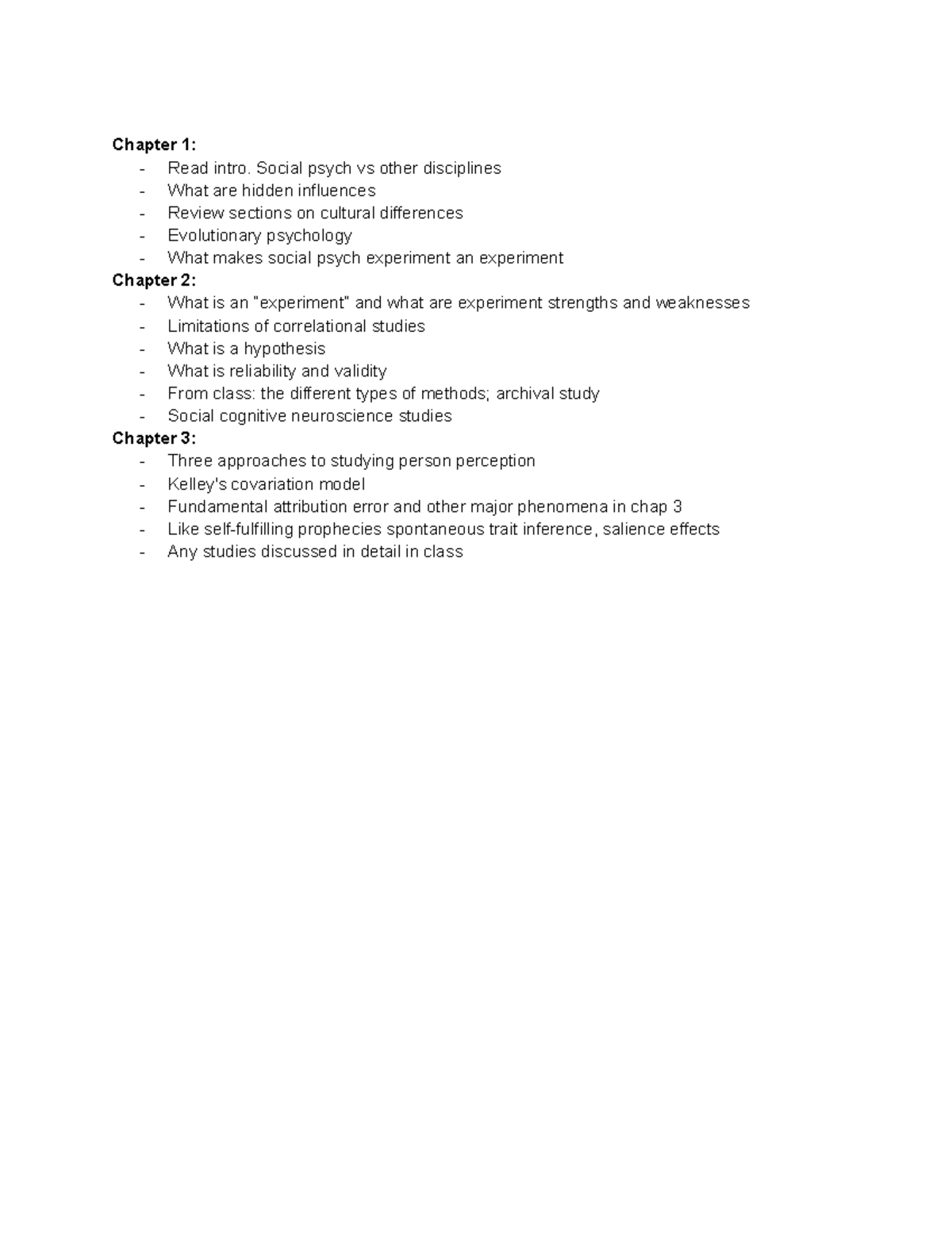 Quiz 1 social psychology exam notes - Chapter 1: - Read intro. Social ...