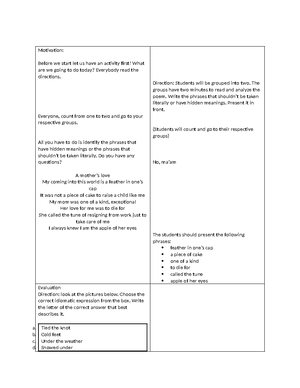 Lesson plan - Olivera, Alva Marie L. ENG ENGL Orense, John Rushndel B ...