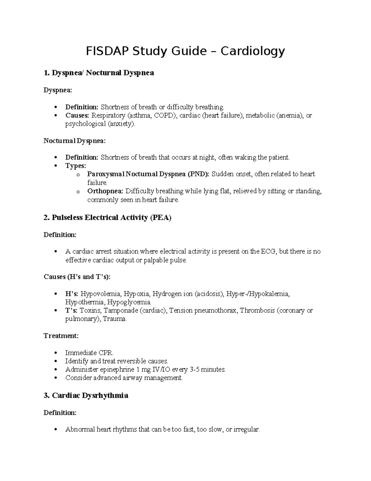 Fisdap Study Guide Cardiology - FISDAP Study Guide – Cardiology 1 ...