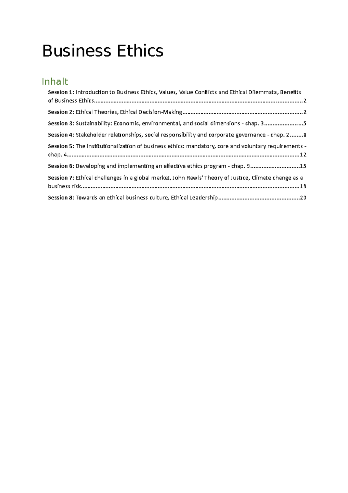 Business Ethics - - Studocu