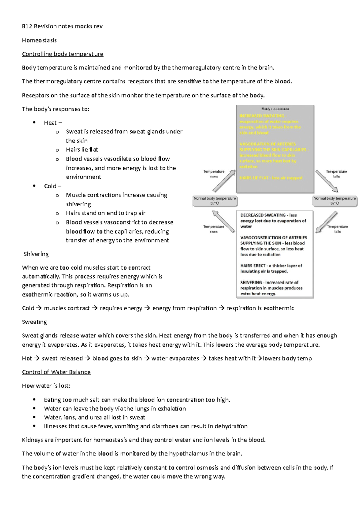 B12 Revision notes - GCSE biology - B12 Revision notes mocks rev ...