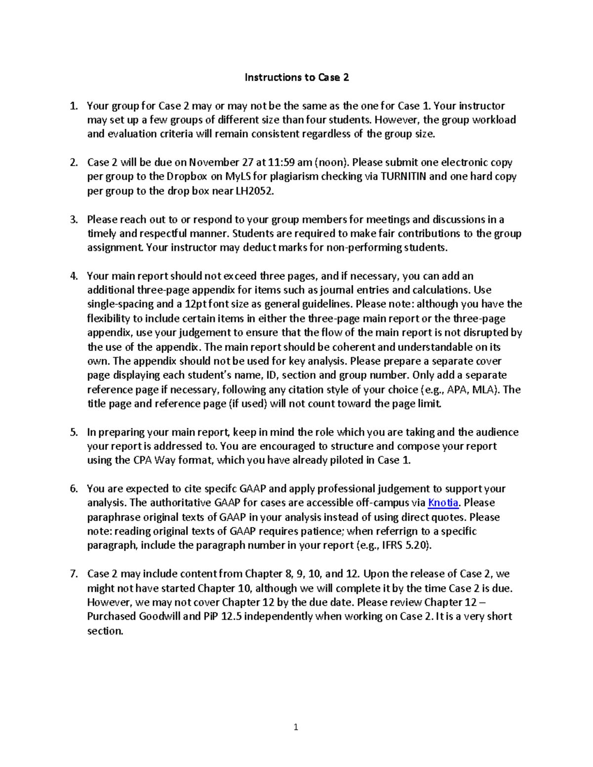 Case 2 Instructions - Case 2 - 1 Instructions to Case 2 Your group for ...