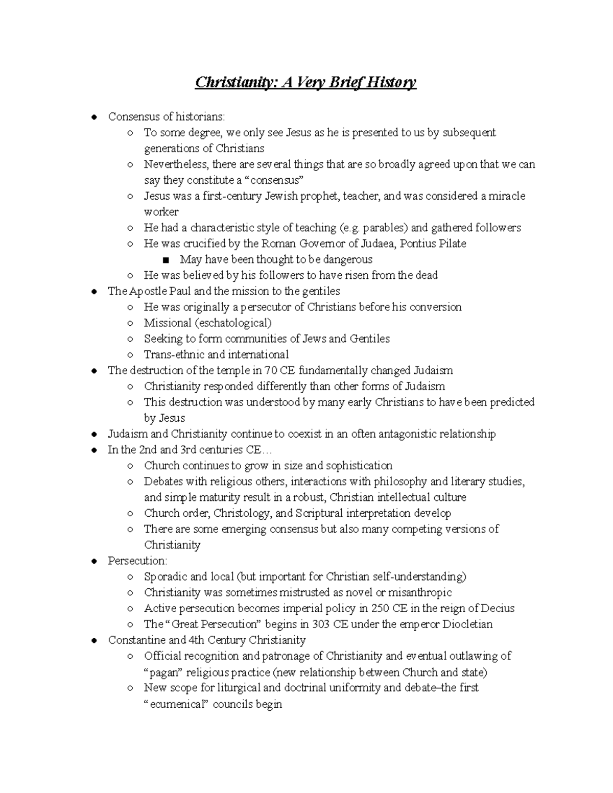 September 22, 2022 - Lecture notes on Christianity History, Professor ...