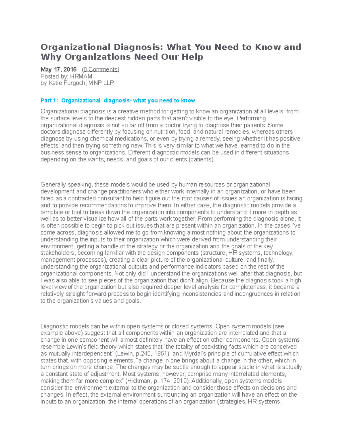 Organizational Diagnosis What You Need to Know and Why Organizations ...