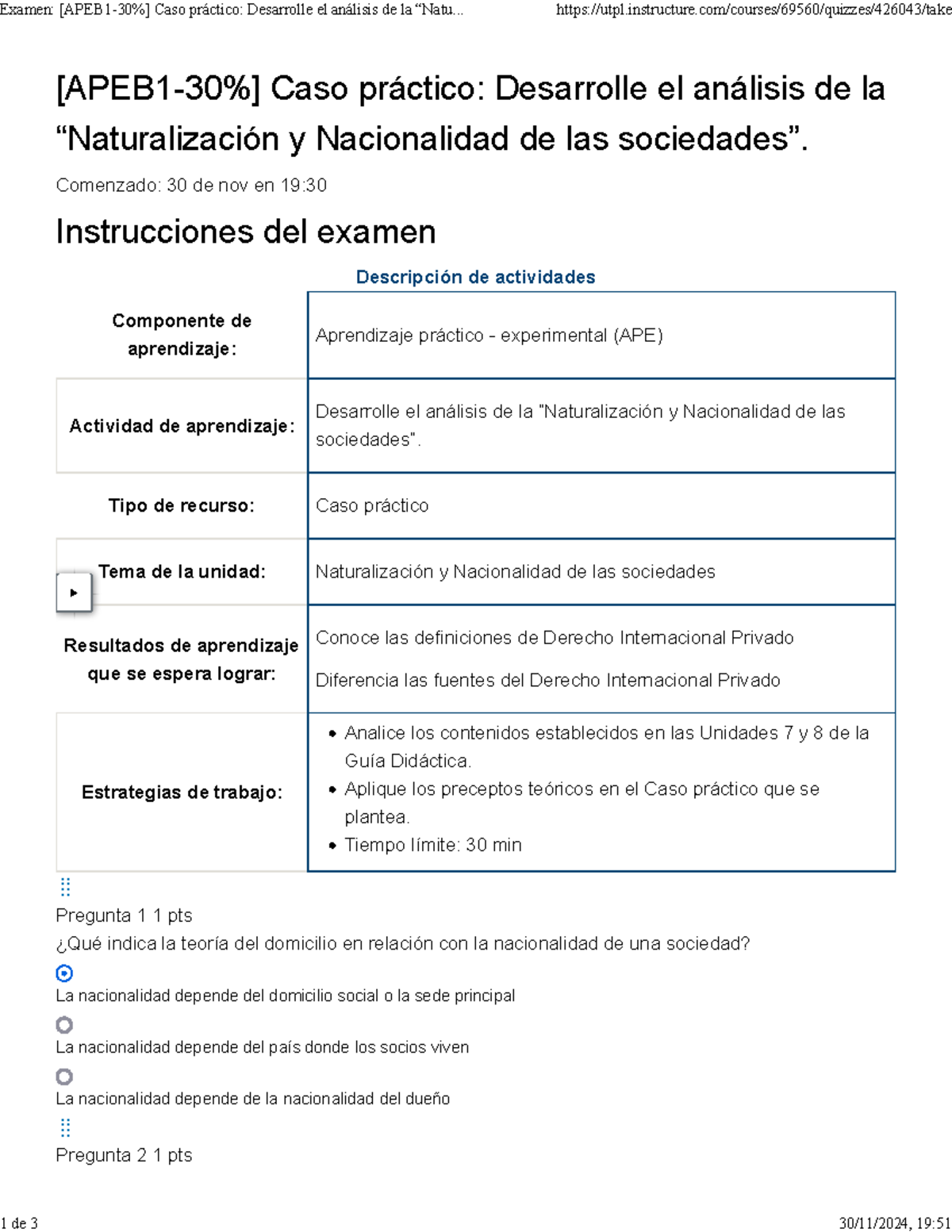 Mio internacional - examnes - [APEB1-30%] Caso práctico: Desarrolle el análisis de la - Studocu