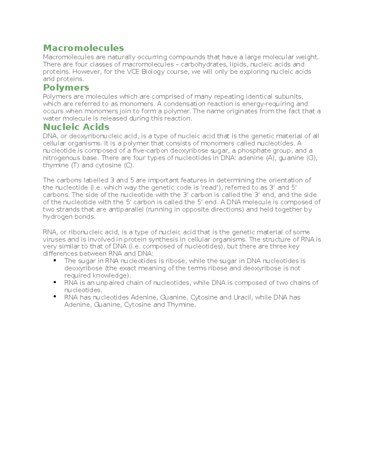 Macromolecules - notes - Macromolecules Macromolecules are naturally ...