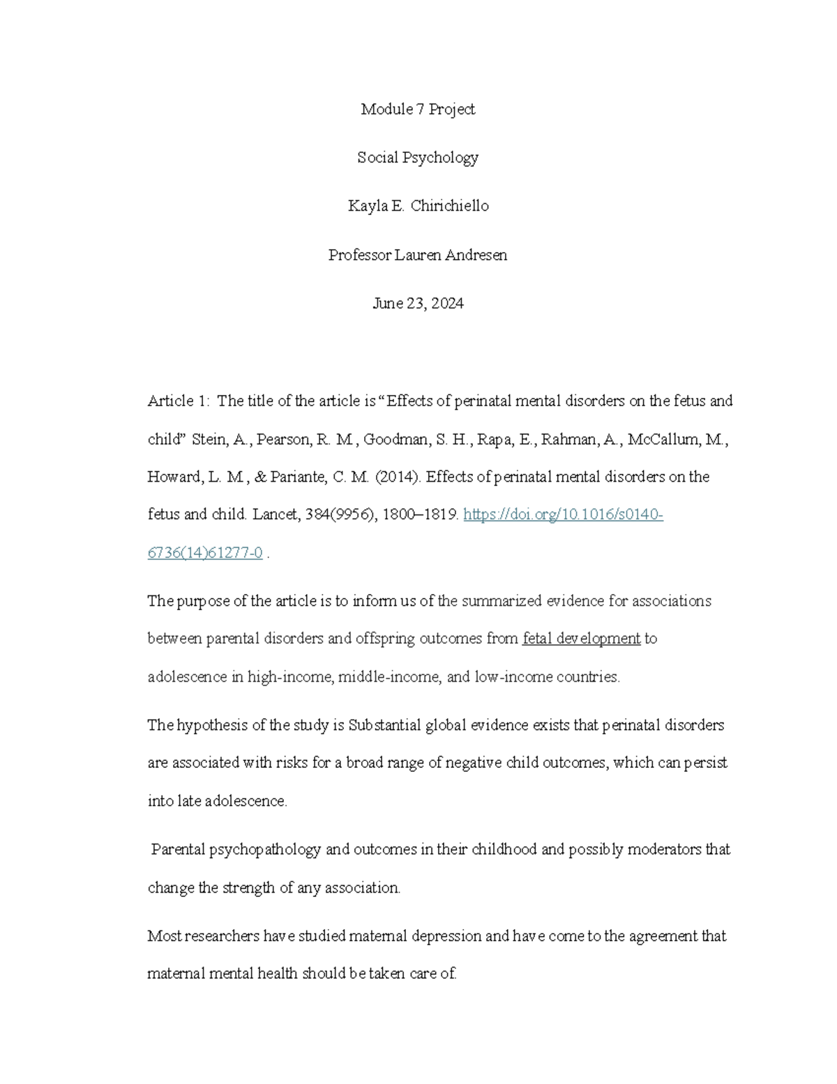 Module 7 Project- K. Chirichiello - Module 7 Project Social Psychology ...
