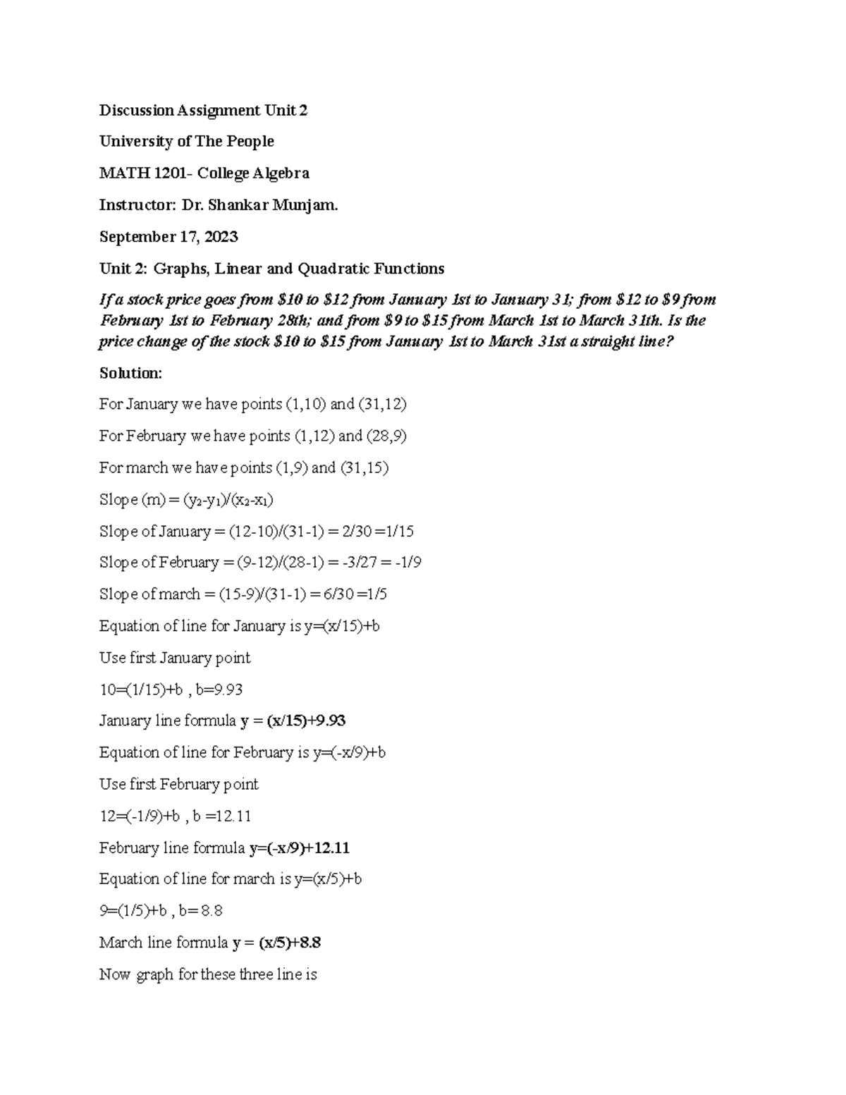 Discussion Assignment Unit 2 - Shankar Munjam. September 17, 2023 Unit ...