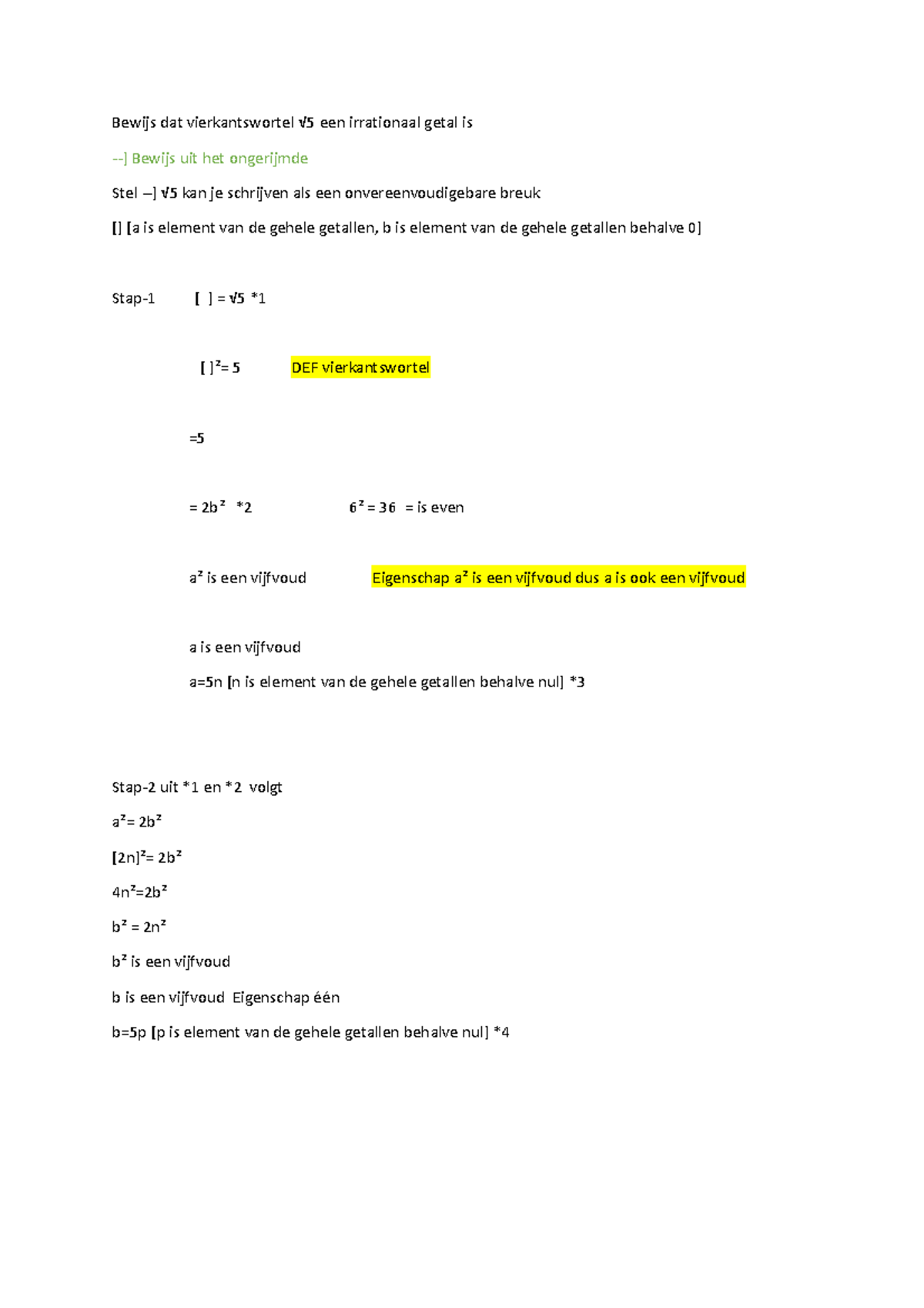 Bewijs dat√5 een irrationaal getal is - Bewijs dat vierkantswortel √5 ...