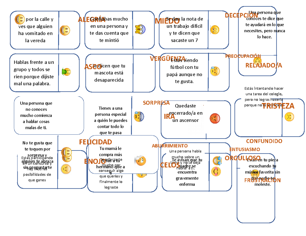 Dominó de emociones - Una persona que conoces te dice que te ayudará en ...
