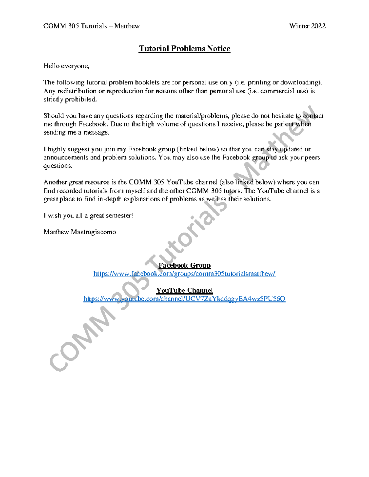 Tutorial Problems (Winter 2022) - Tutorial Problems Notice Hello ...