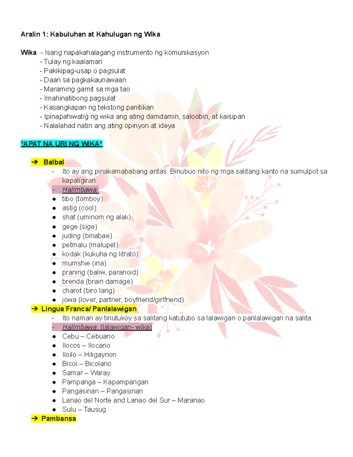 Q1 Komunikasyon at Pananaliksik Quarter Exam Notes - Aralin 1 ...