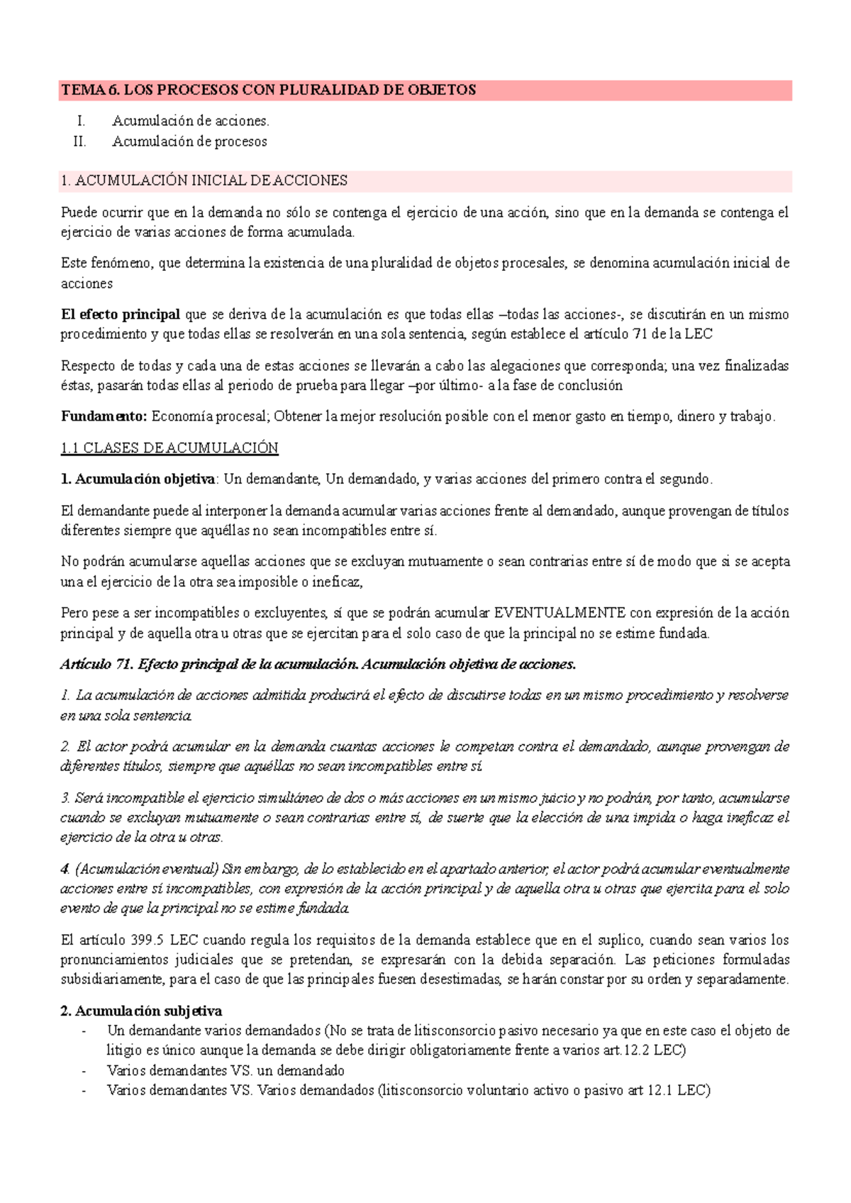 Tema 6 - Procesos con pluralidad objetos - TEMA 6. LOS PROCESOS CON ...