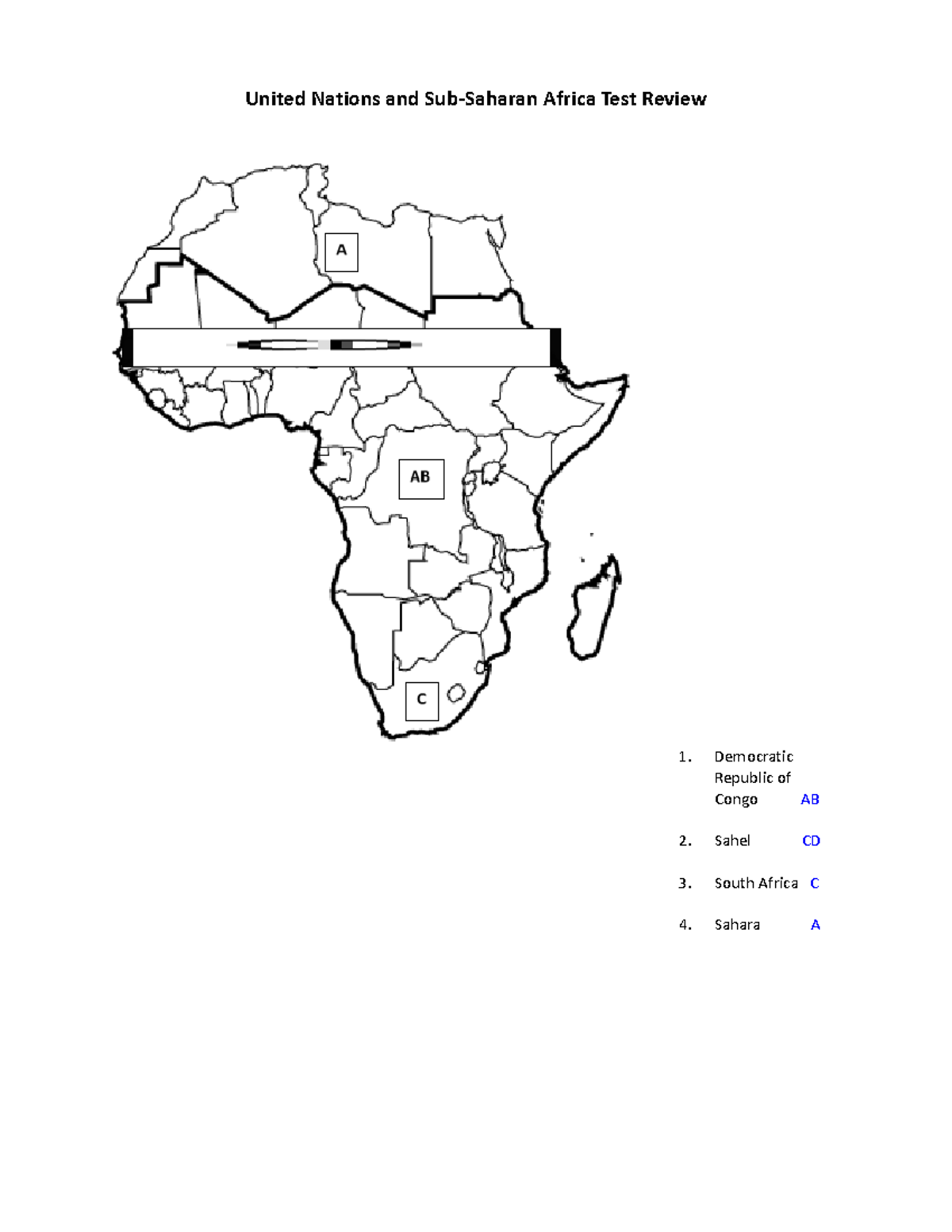 Copy of 2024 Africa Test Review - United Nations and Sub-Saharan Africa ...