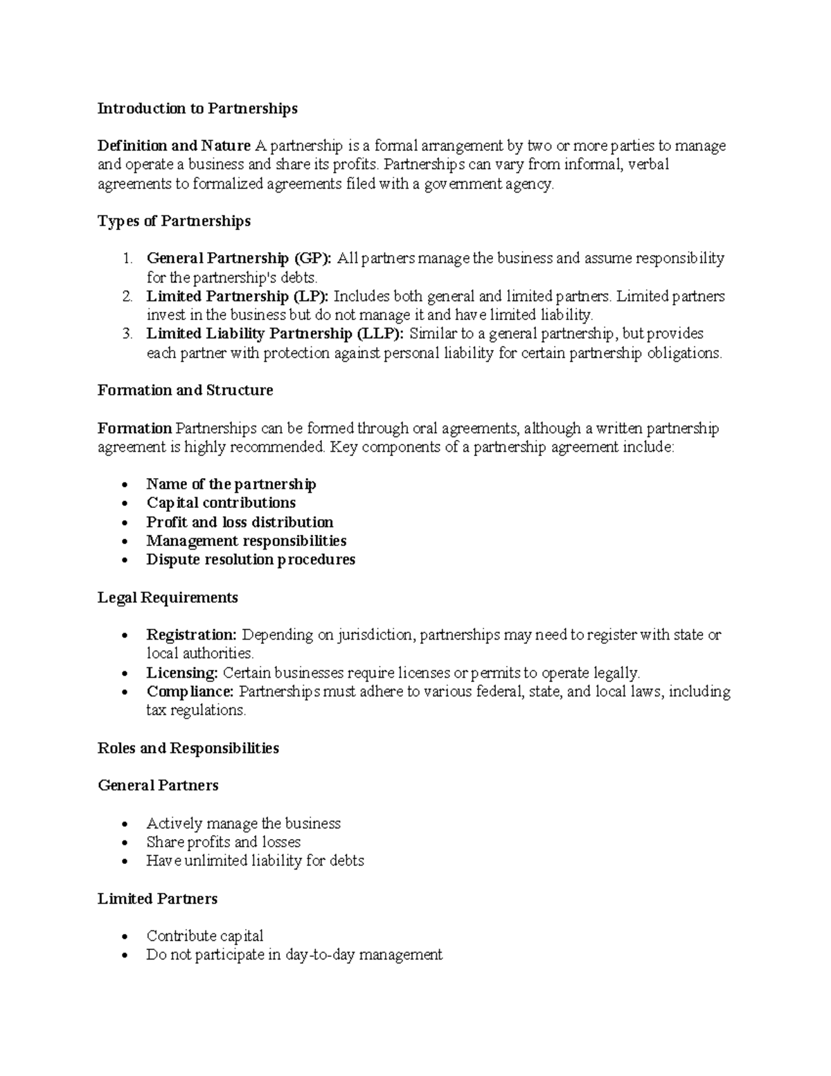 Introduction to Partnerships - Introduction to Partnerships Definition ...