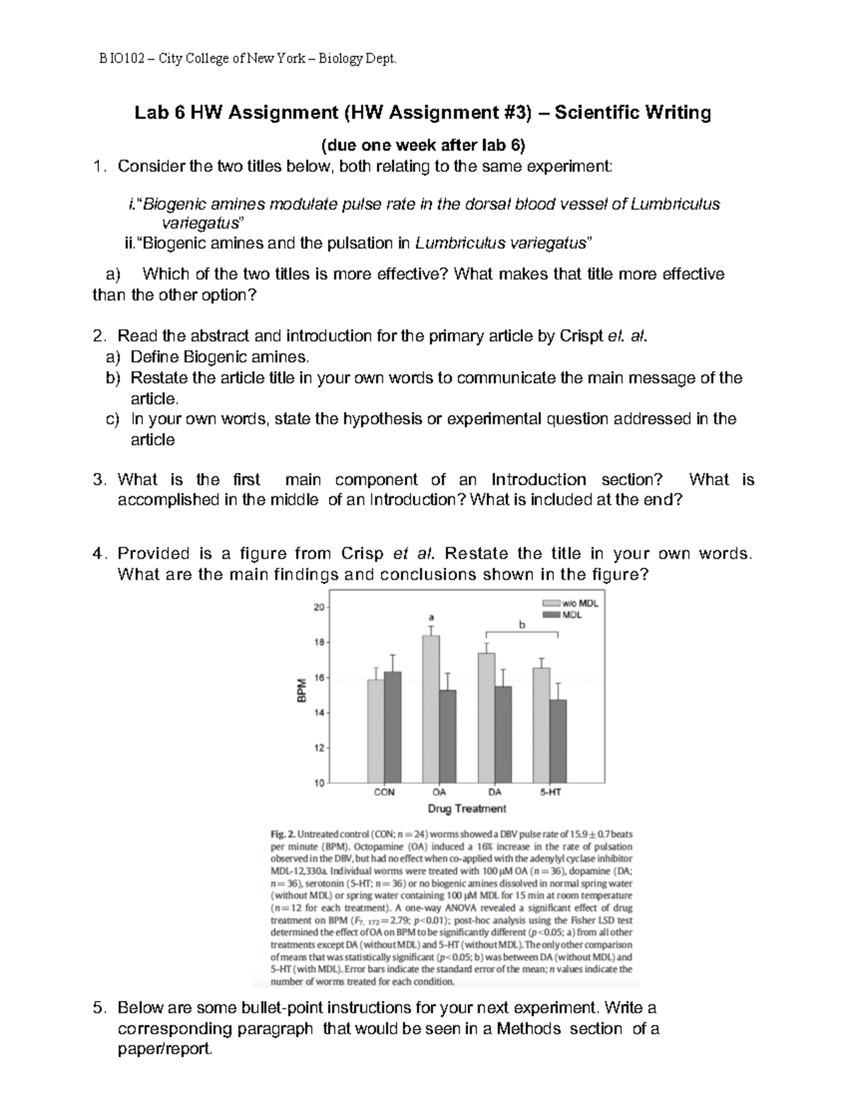 Lab6 HW Assignment - Pdf of Lab Hw#6 about Scientific Writing - BIO 102 – City College of New ...