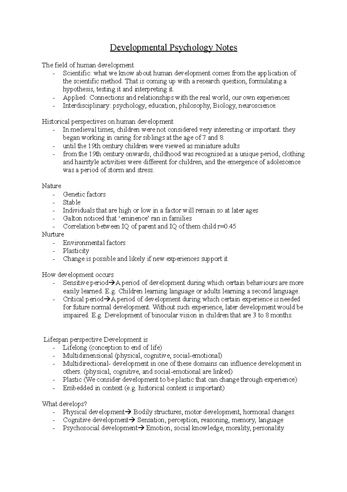 Developmental Notes Lecture Slides Of This Unit Are All Written Down
