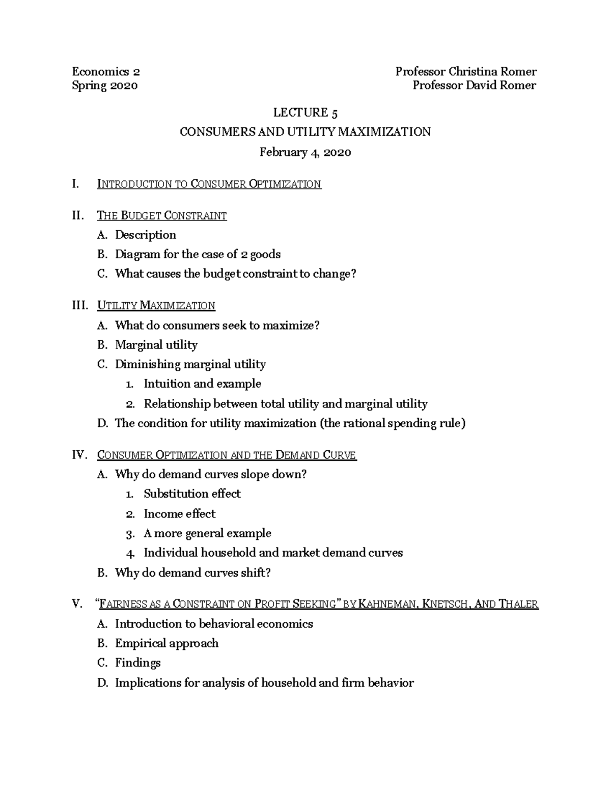 Chapter 6 Notes - Economics 2 Professor Christina Romer Spring 2020 ...