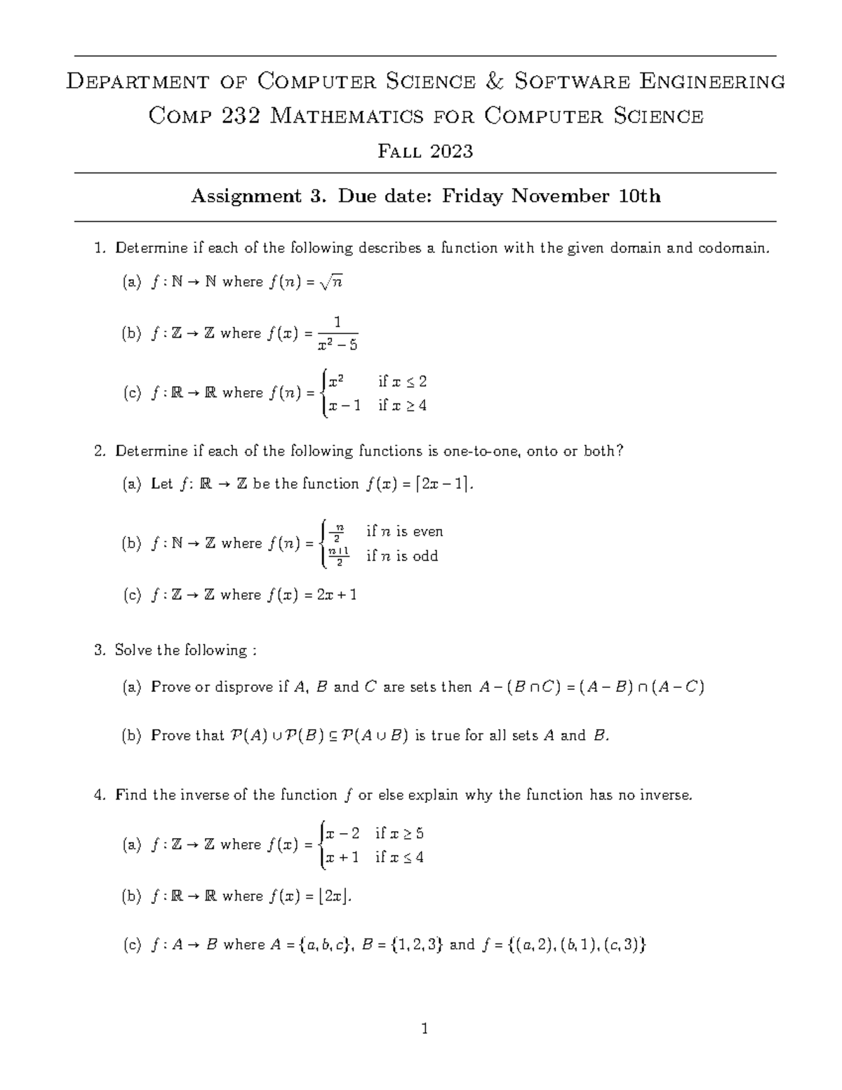 Assgn 3 - third assignment about loops - Department of Computer Science ...
