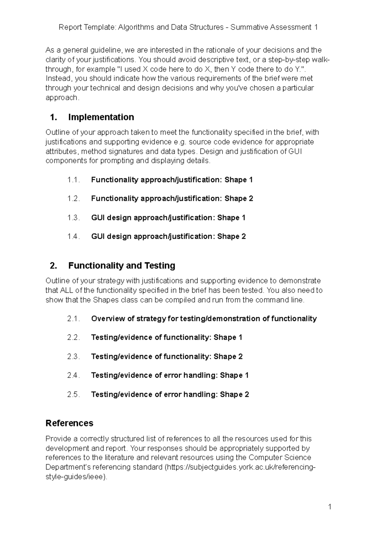 A sample report format - prep for essay - Report Template: Algorithms ...
