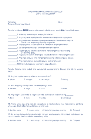 PT Araling Panlipunan 4 Q3 - TABLE OF SPECIFICATION IN AP 4 Third ...