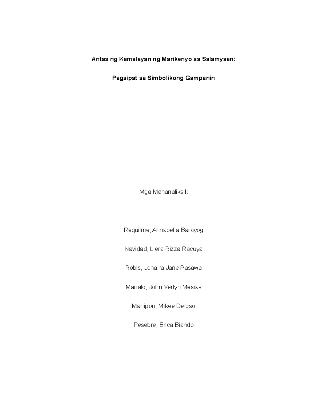Salamyaan NEW - Antas ng Kamalayan ng Marikenyo sa Salamyaan: Pagsipat ...