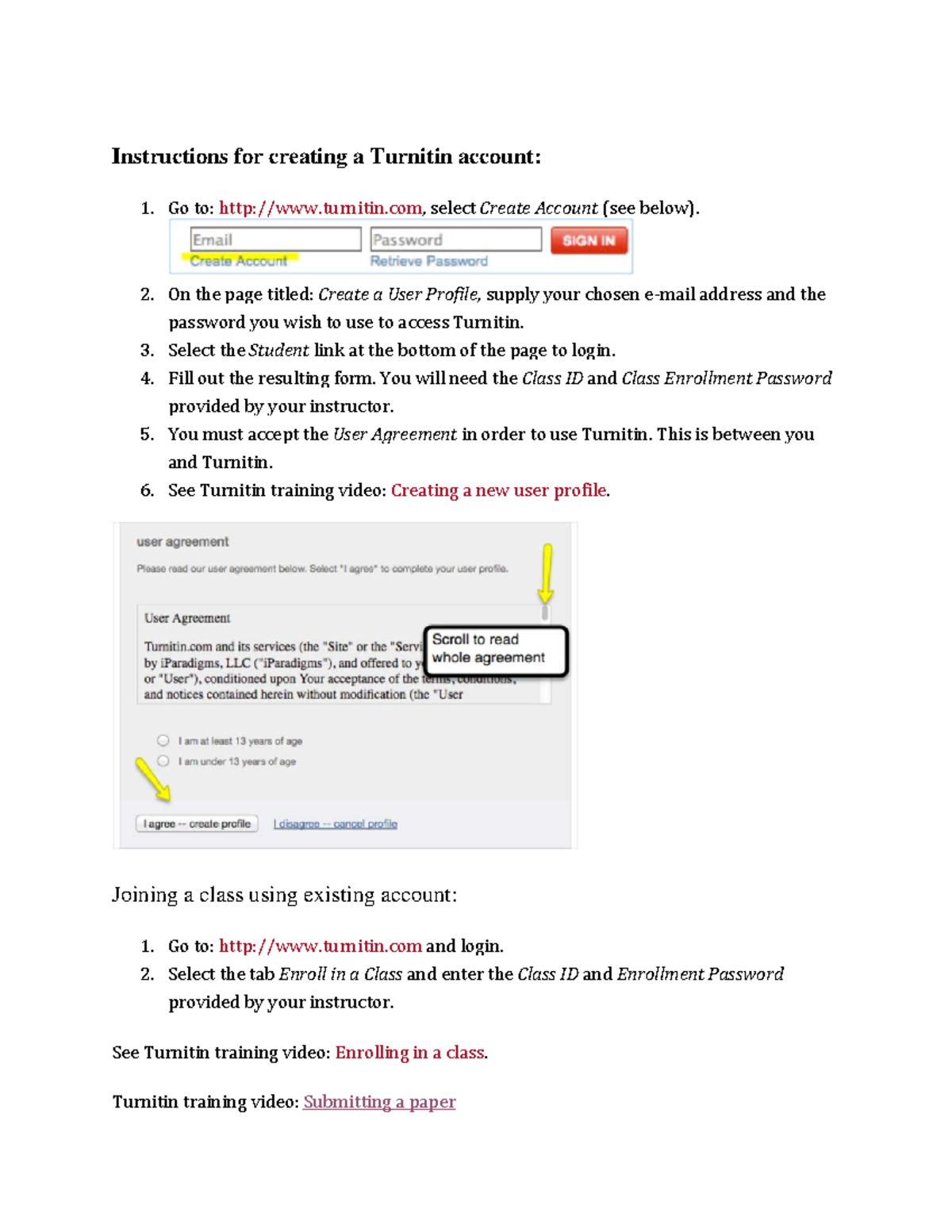 Instructions for creating a Turnitin account-Biol 1010 F2020 ...