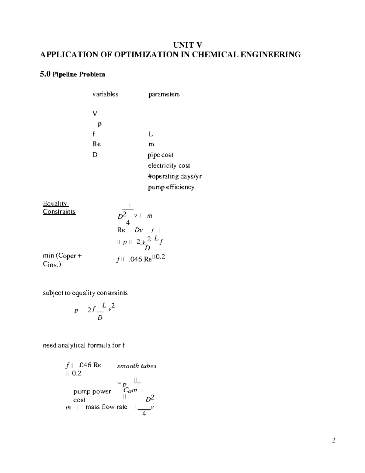 Application OF Optimization IN Chemical Engineering Notes - L UNIT V ...