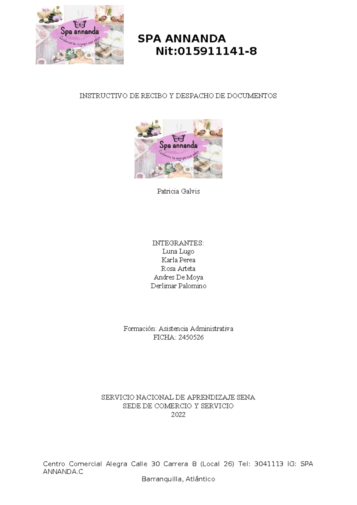 Annanda Instructivo C Listo - Nit:015911141- INSTRUCTIVO DE RECIBO Y ...