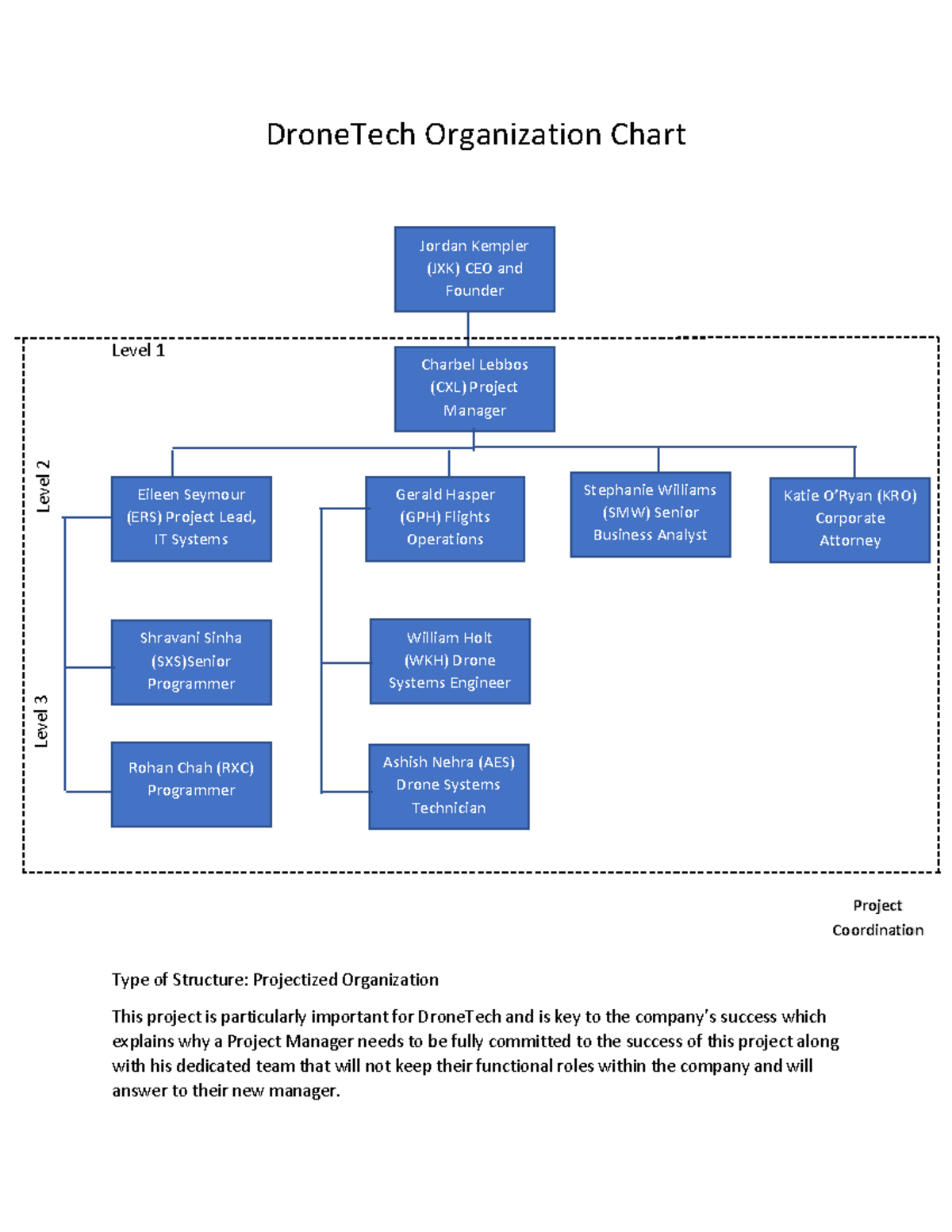 Dron Tech Organization Chart pdf - DroneTech Organization Chart Level 1 Type of Structure: - Studocu