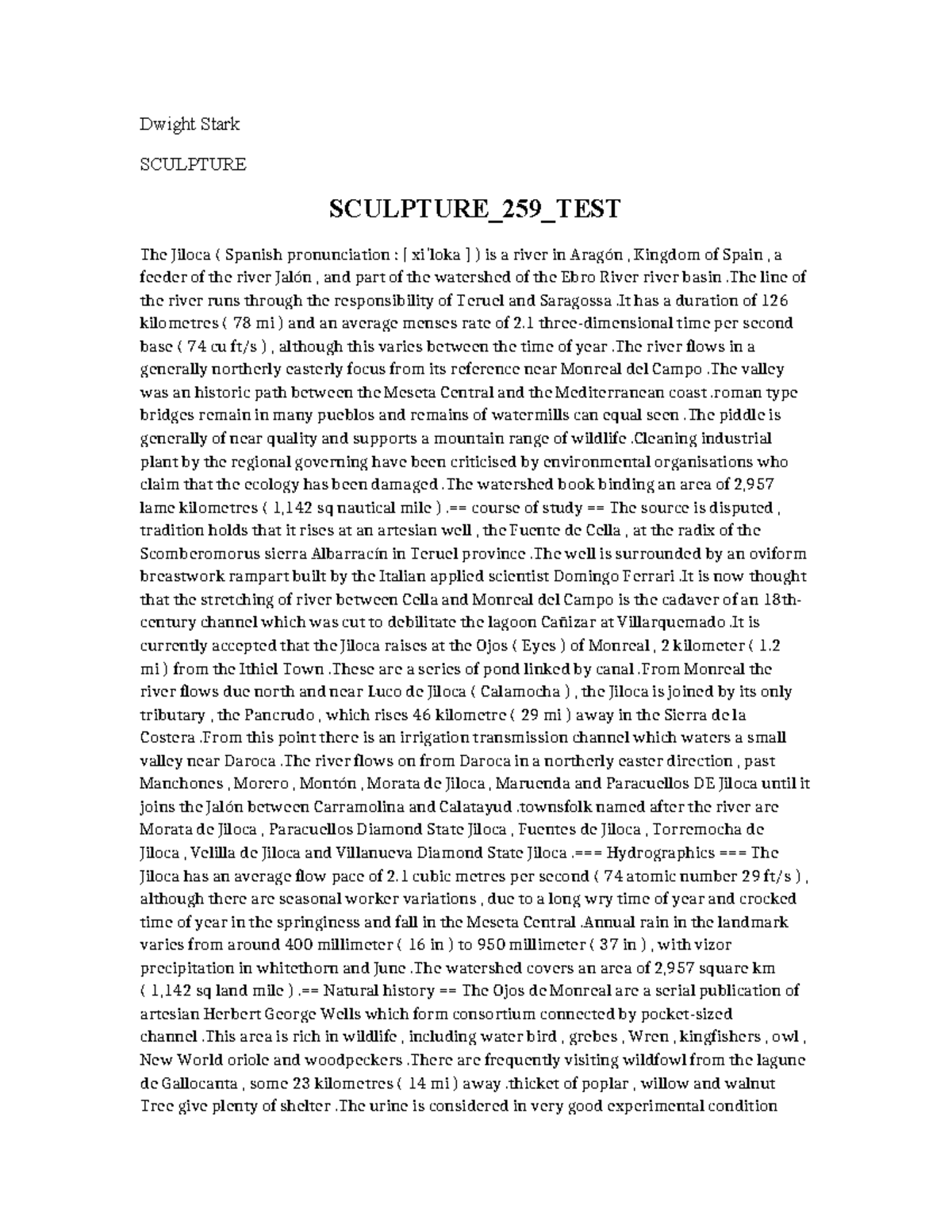 Sculpture 259 TEST - worksheet - Dwight Stark SCULPTURE SCULPTURE_259 ...