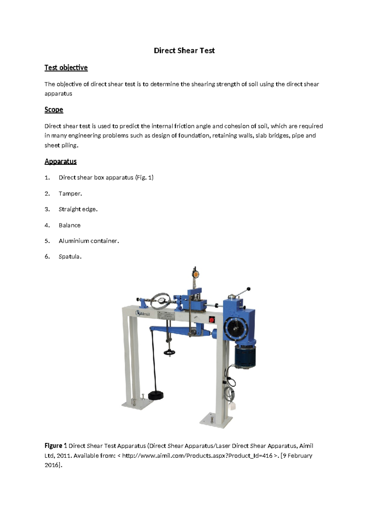 Direct Shear Test Report - Direct Shear Test Test objective The ...