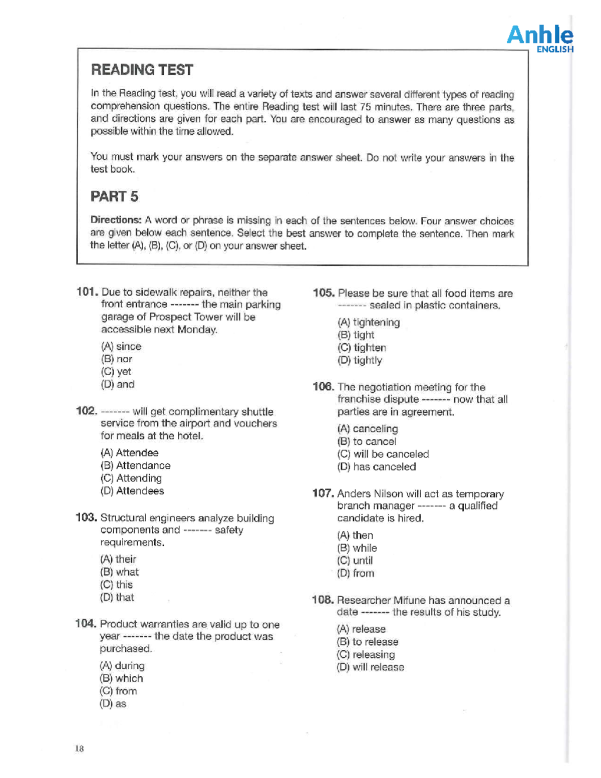 ĐỀ THI Toeic 2021 2 - Tiếng anh - Studocu