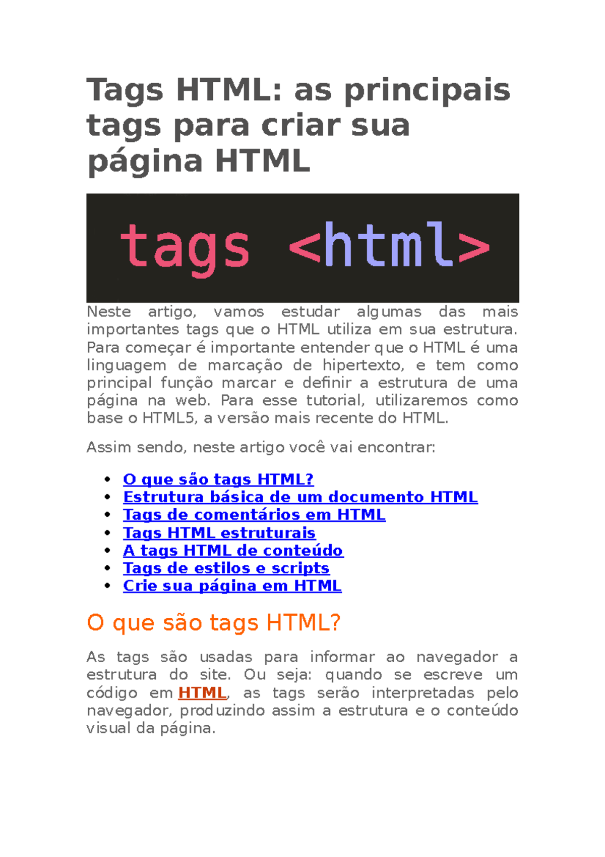 Tags HTML - Ex1 - html - Tags HTML: as principais tags para criar sua ...