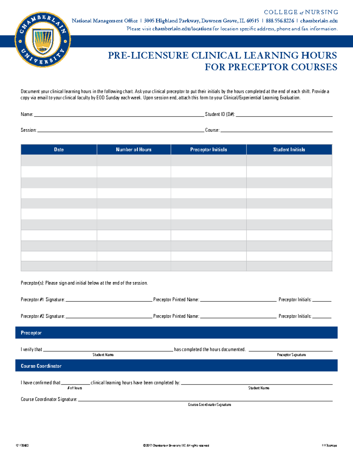 Pre-Licensure Clinical Learning Hours for Preceptor Courses - NR-442 ...
