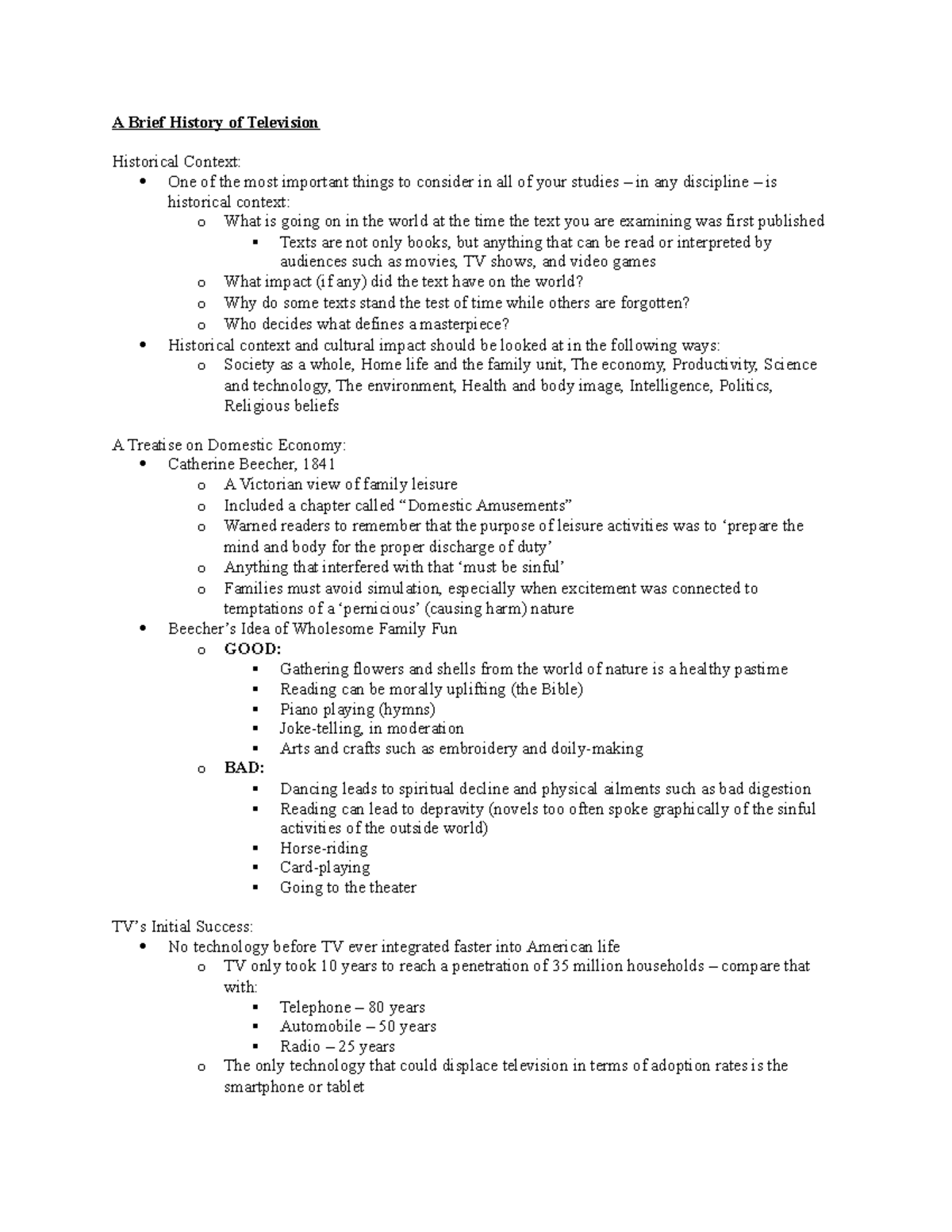 Week 3 - A Brief History of Television - A Brief History of Television ...