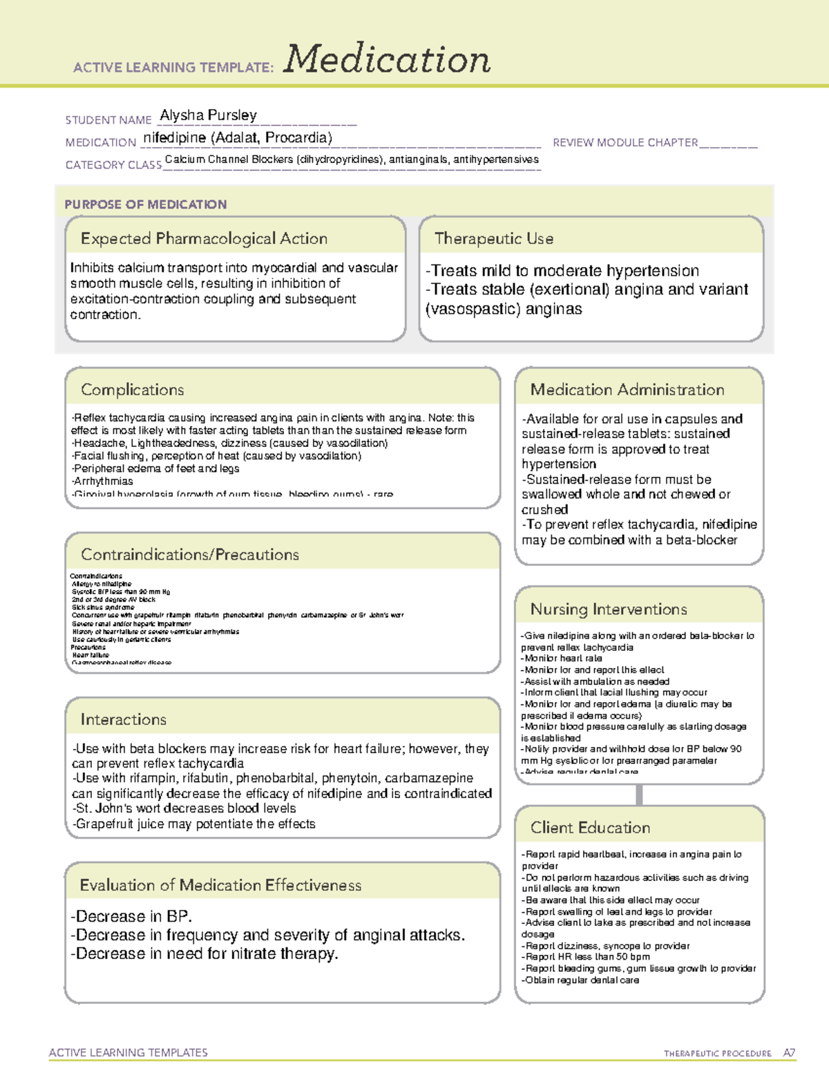 Cardiac Drugs-nifedipine (Adalat, Procardia) - ####### ACTIVE LEARNING ...