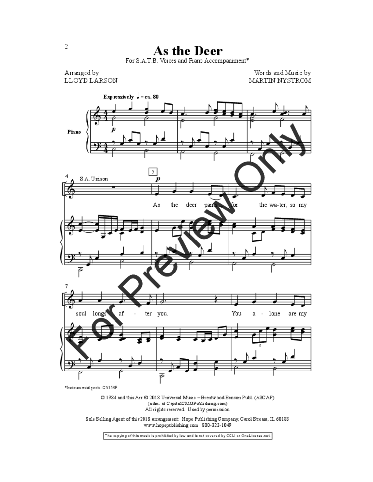 AS THE DEER - song - Secondary Education - Studocu