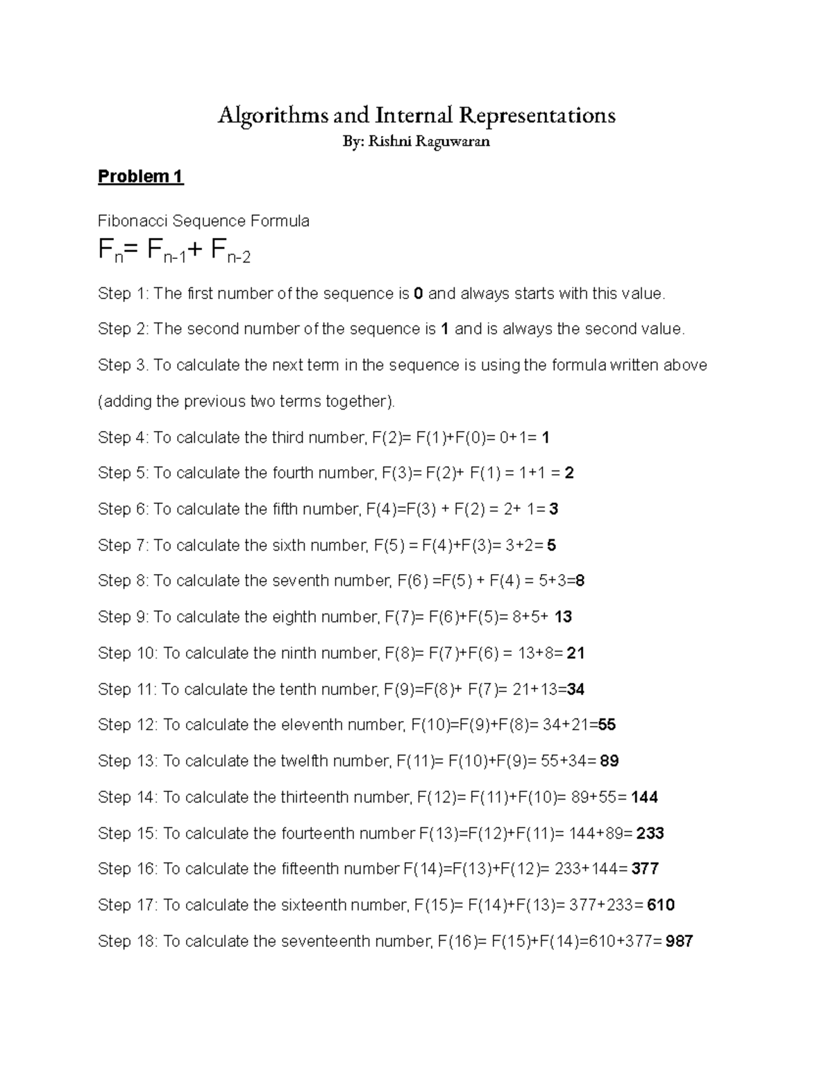 Probelm 1- Algorithms and Internal Representations Lab 1- Rishni Raguwaran - Algorithms and ...