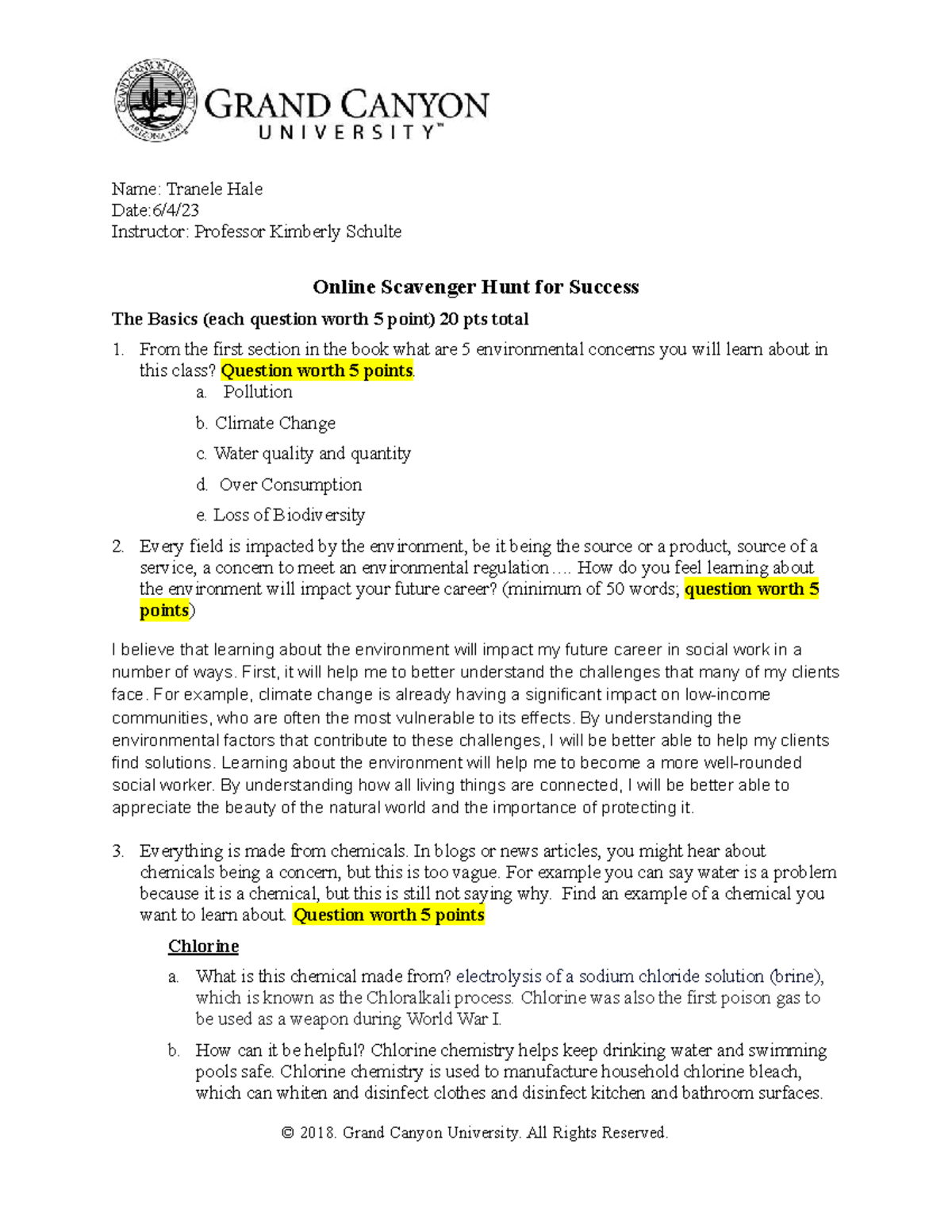 BIO-220-RS-Online Scavenger Hunt For Success Resource - Name: Tranele ...
