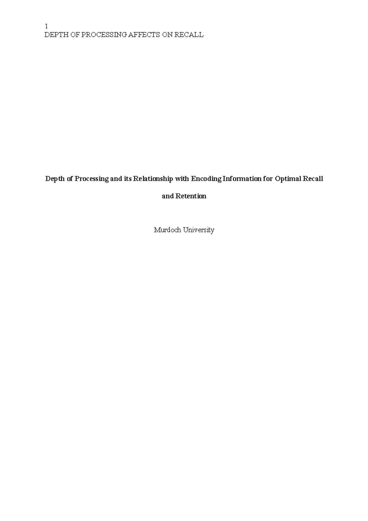 LAB Report - Depth of Processing and its Relationship with Encoding ...