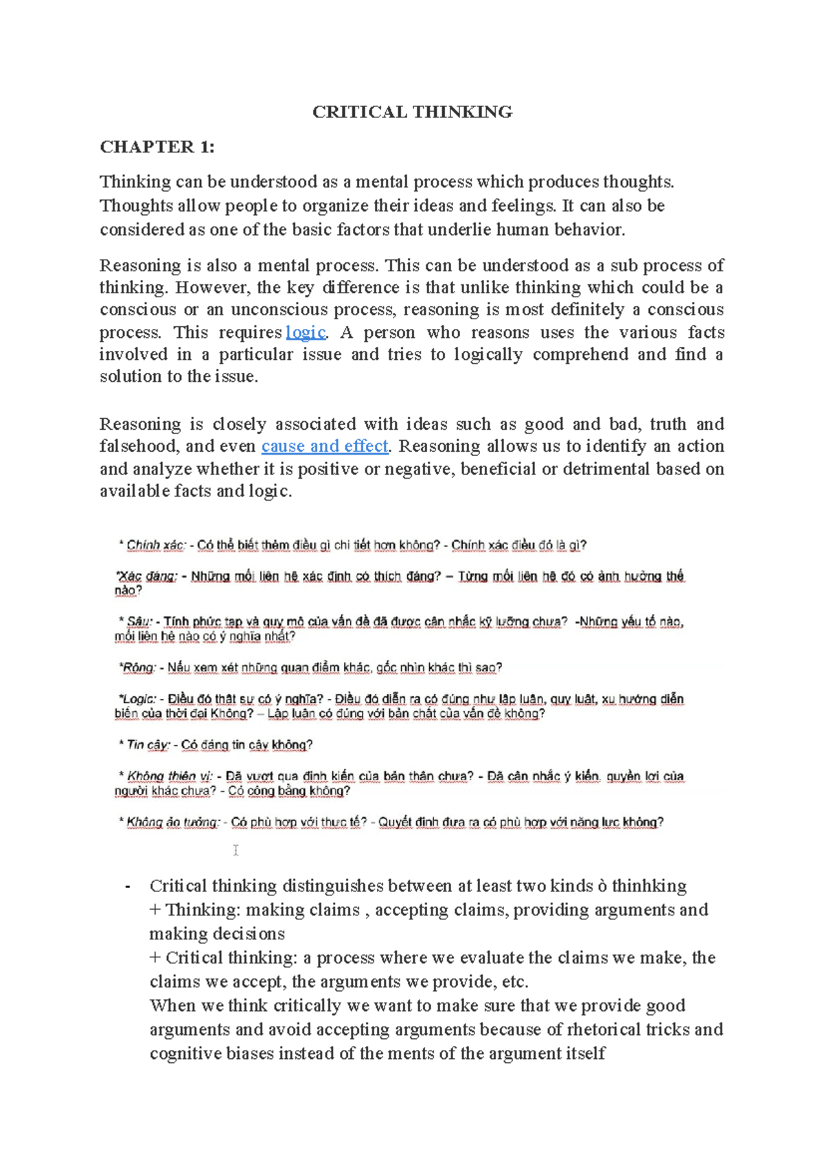 Critical Thinhking - Bài lecture note môn LSĐ - CRITICAL THINKING ...