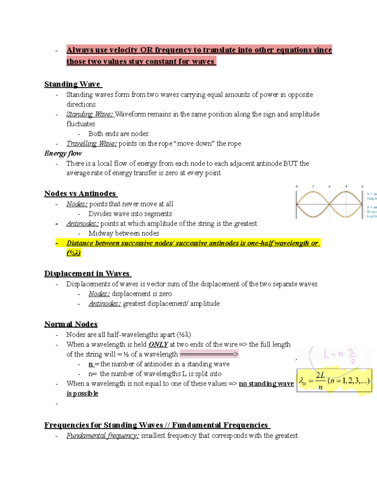 Ch 12 Lec 6- Mechanical Waves and Sound - Always use velocity OR ...