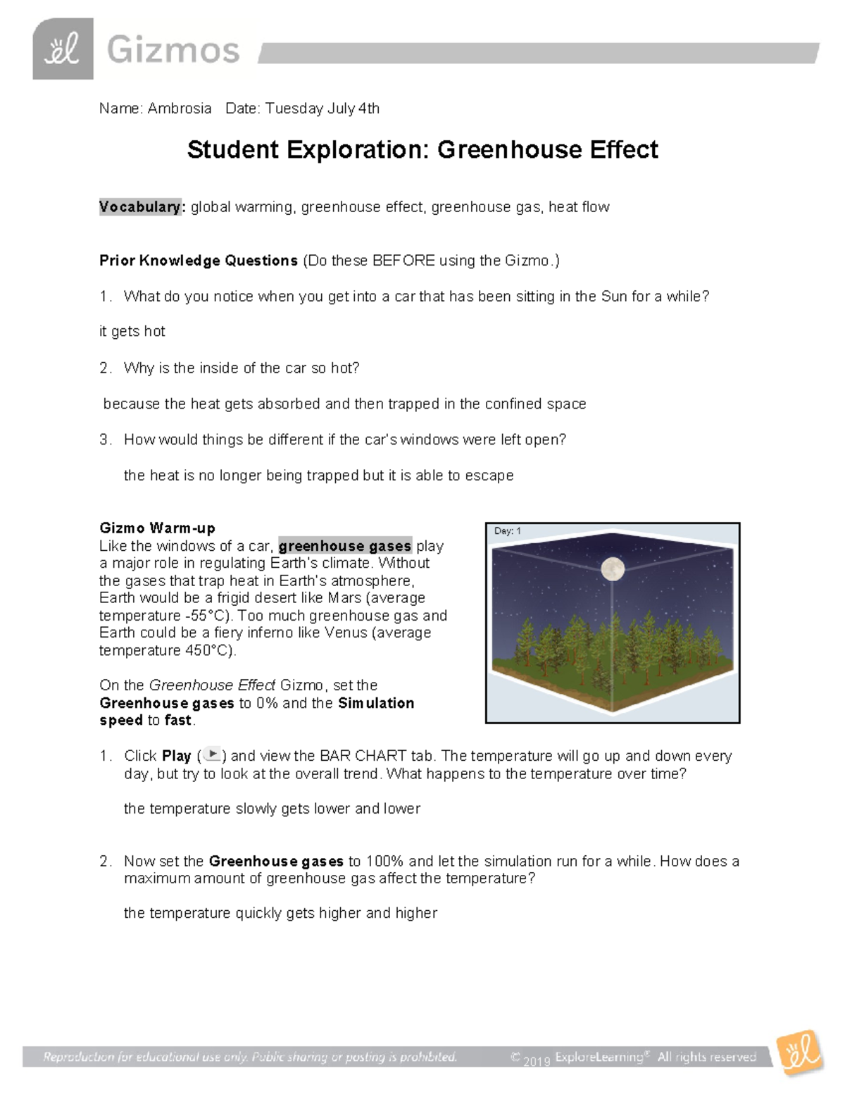 Virtual Lab 1 - Greenhouse Effect SEm (3) - 2019 Name: Ambrosia Date ...