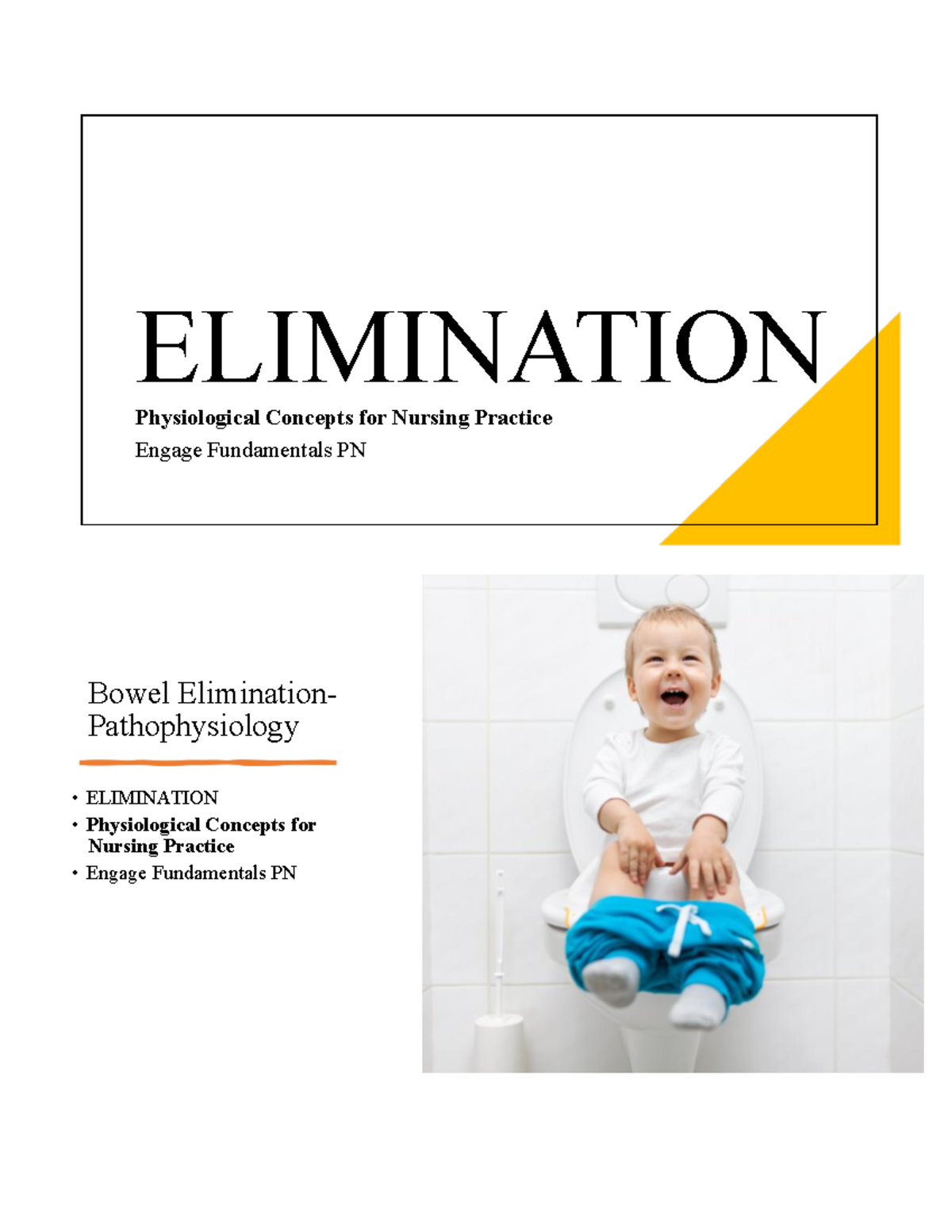 Bowel Elimination Doc - ELIMINATION Physiological Concepts for Nursing ...