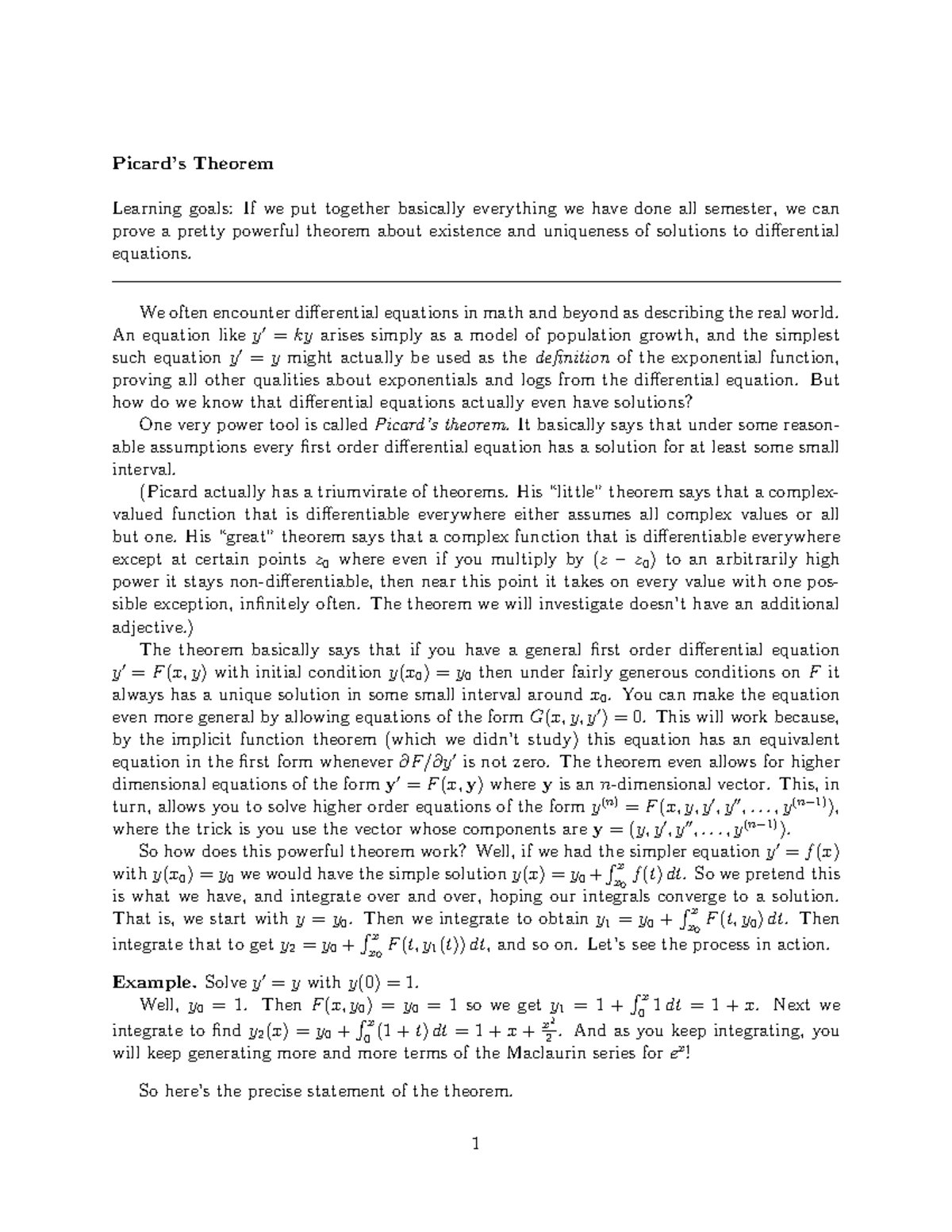 42 Picard's Theorem - Intro to Picard's - Picard’s Theorem Learning ...